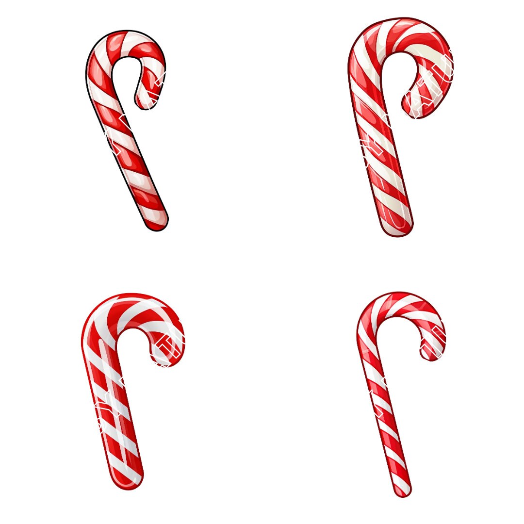Christmas Candy Cane Clipart Pack, 20 Transparent Pngs for Commercial ...