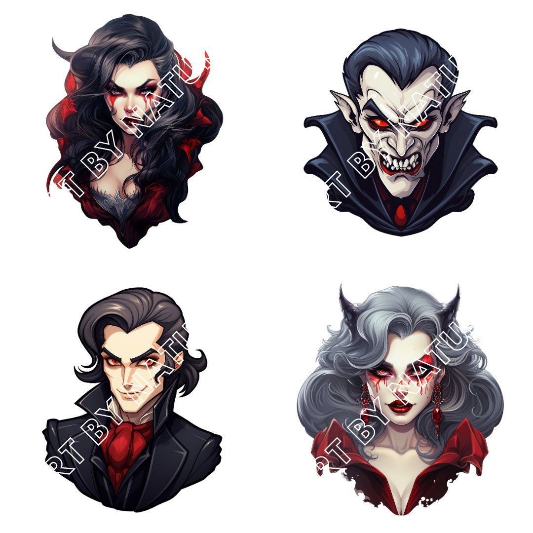 Spooky Vampires Clipart Pack, 20 Scary PNG Vampire Clipart for ...