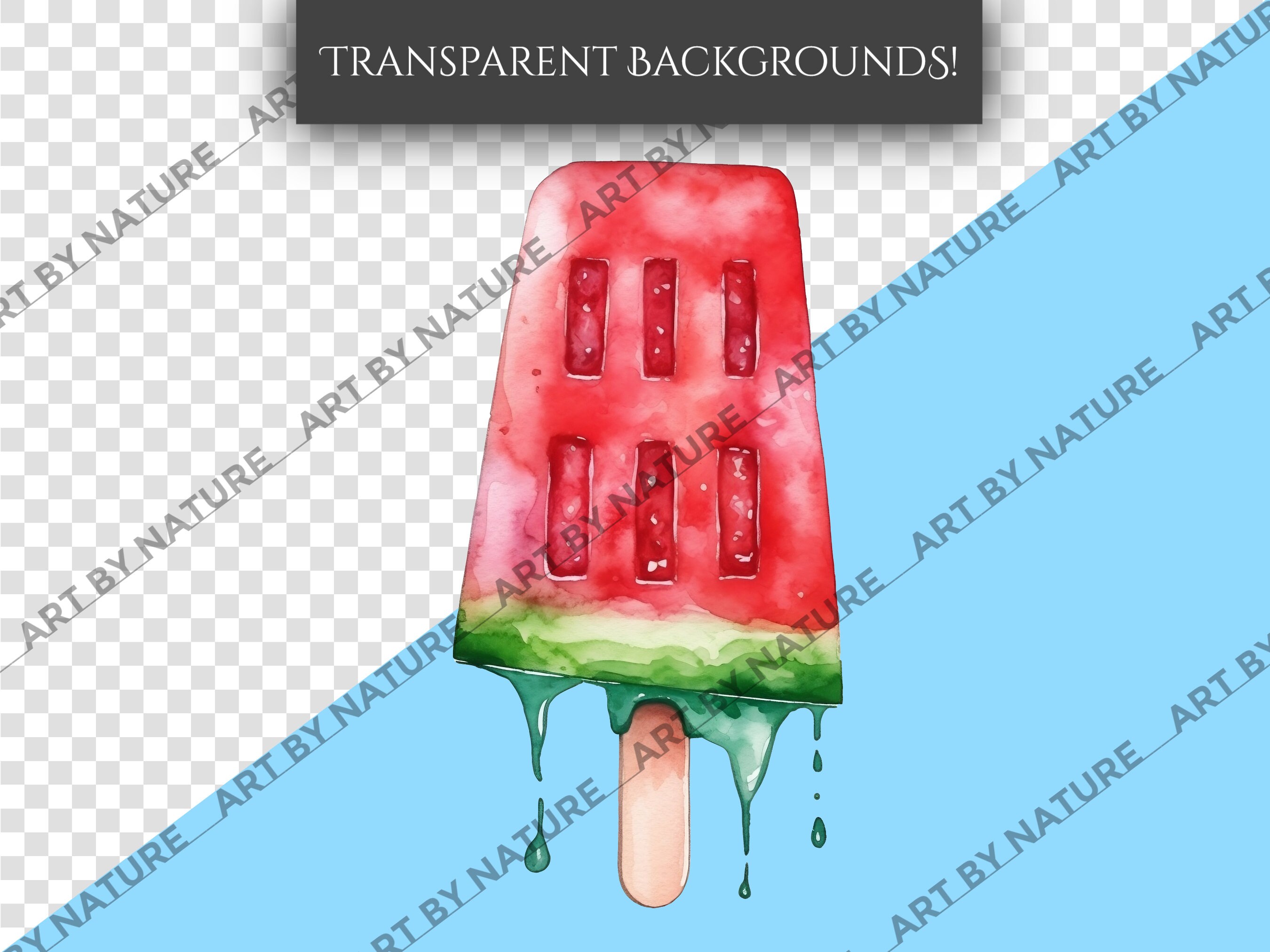 Watercolor Popsicles Clipart Pack, 20 High Quality PNG Delicious ...