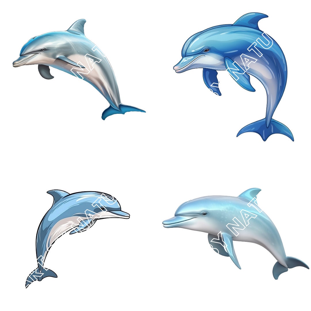 Dolphin Clipart Pack, Clipart for Commercial Use, Transparent Pngs ...