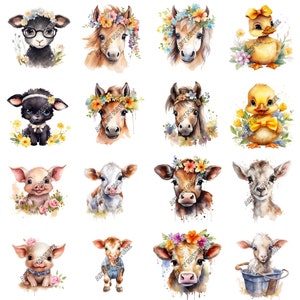 Farm Animals Clipart Mega Bundle | Watercolor Printable Transparent ...