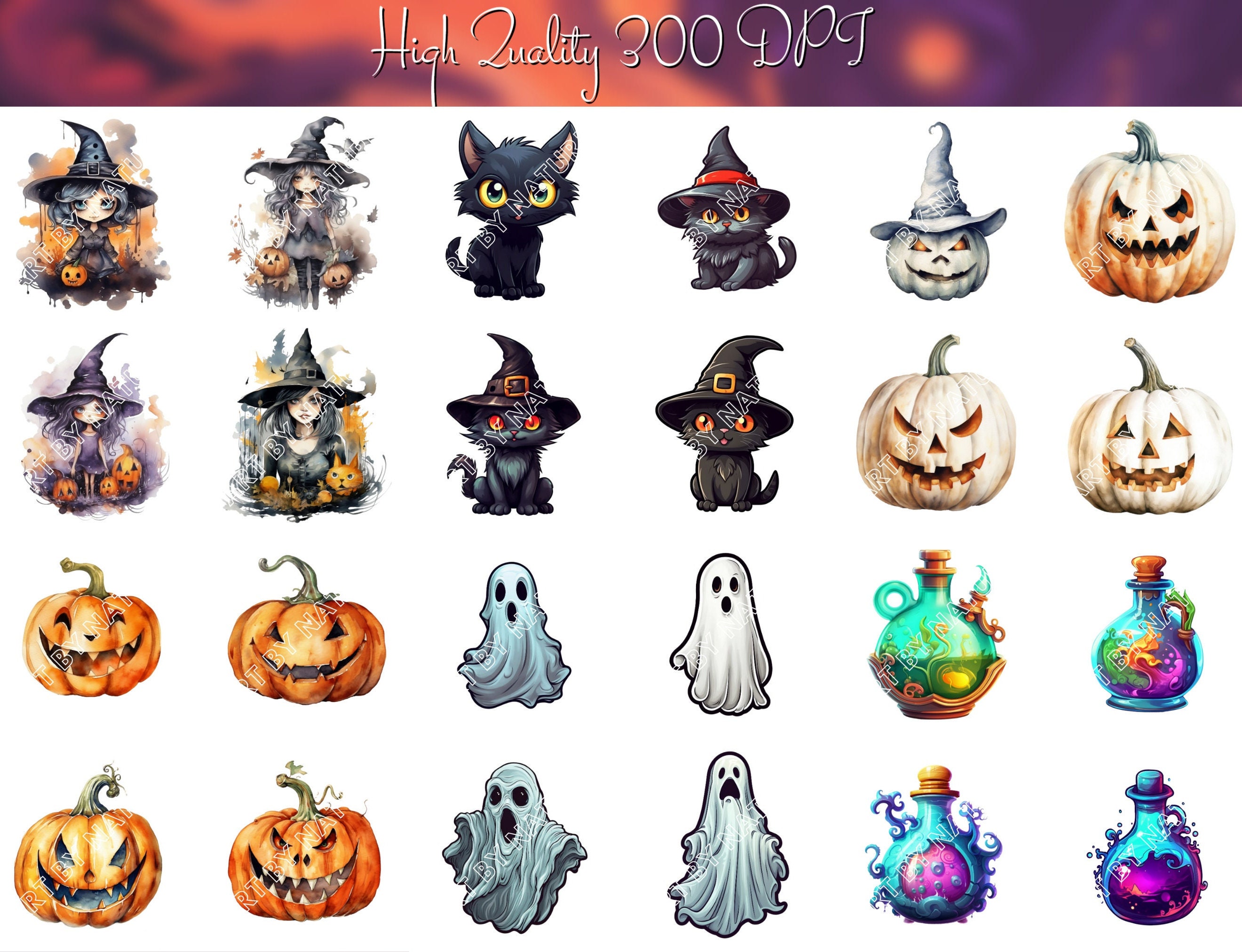Spooky Halloween Clipart Mega Bundle, 148 Scary Halloween Ready Clipart ...