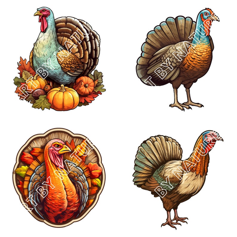 Thanksgiving Turkey Clipart Pack, High Quality PNG Digital Planner ...