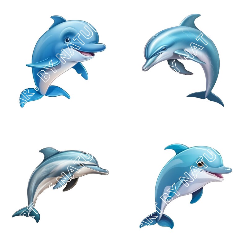Dolphin Clipart Pack, Clipart for Commercial Use, Transparent Pngs ...
