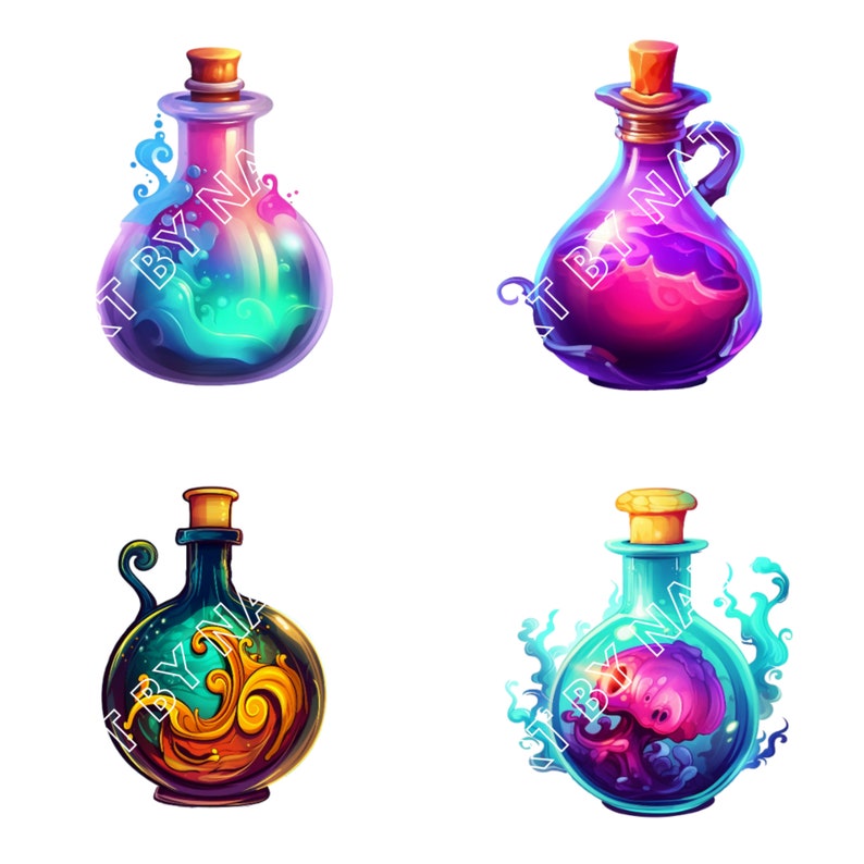Potions and Elixirs Clipart Pack, High Quality Witch Potions for ...
