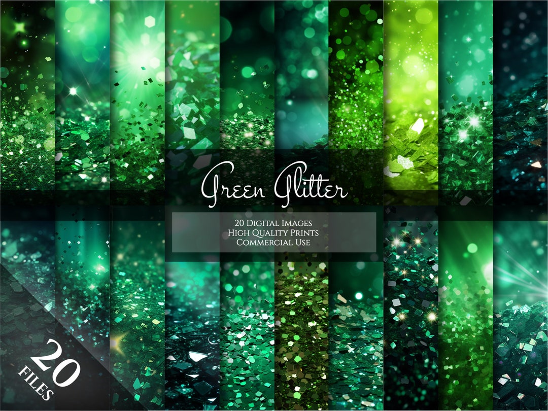 Green Glitter Digital Paper | Printable Scrapbook Paper Iridescent ...