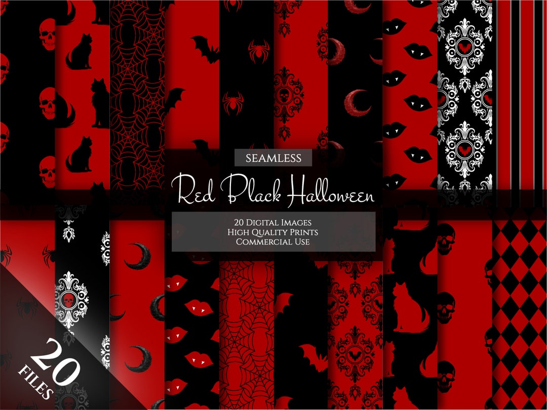 Red and Black Halloween Pattern: Seamless Scrapbook Paper (digital ...