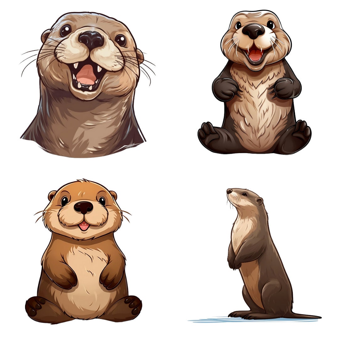 Sea Otter Clipart Pack, Commercial Use, Transparent Pngs, Marine Life ...