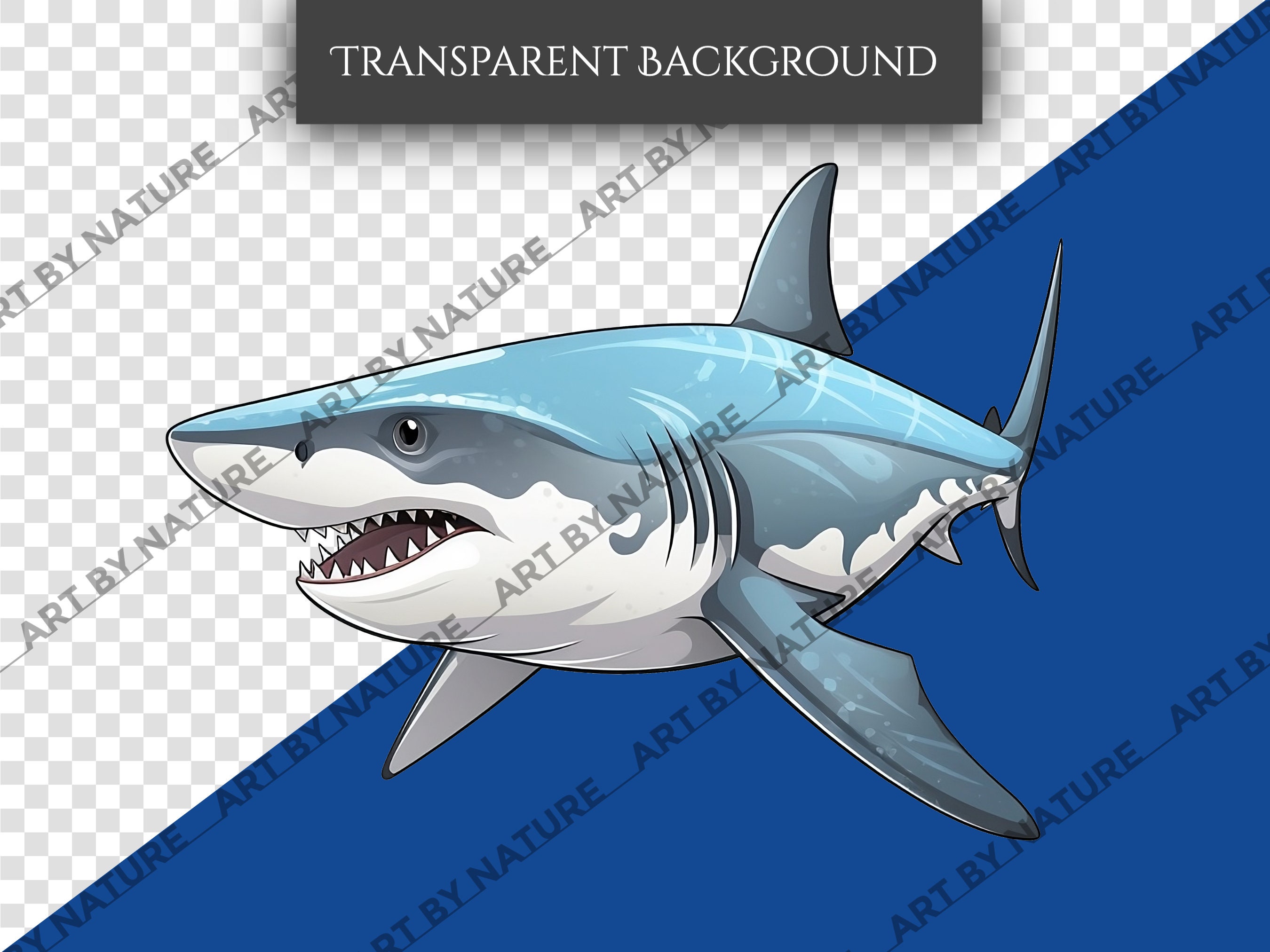 Sharks Clipart Pack, Clipart for Commercial Use, Transparent Pngs ...