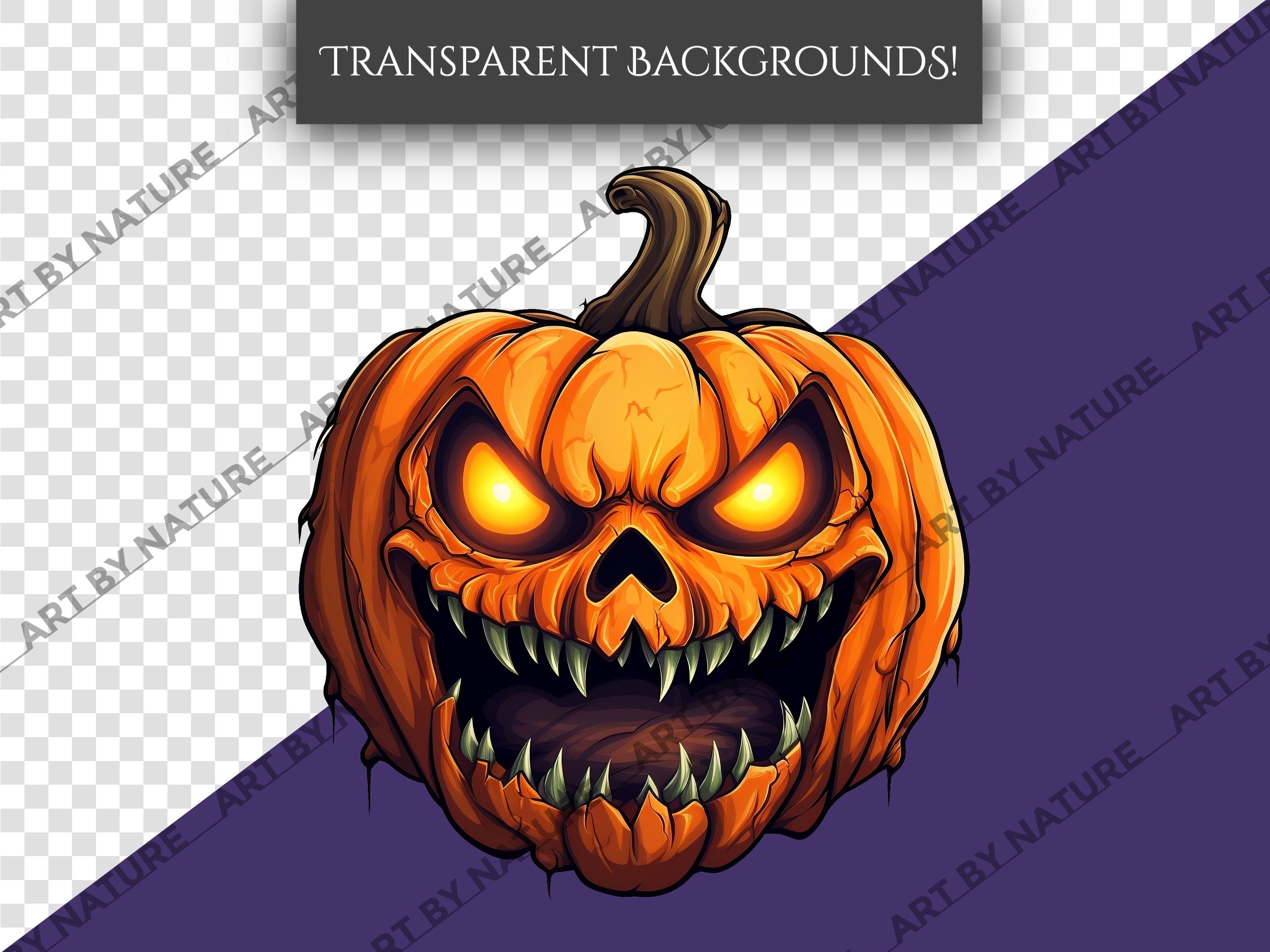 Scary Halloween Pumpkin Clipart Pack, High Quality Pngs Digital Planner ...