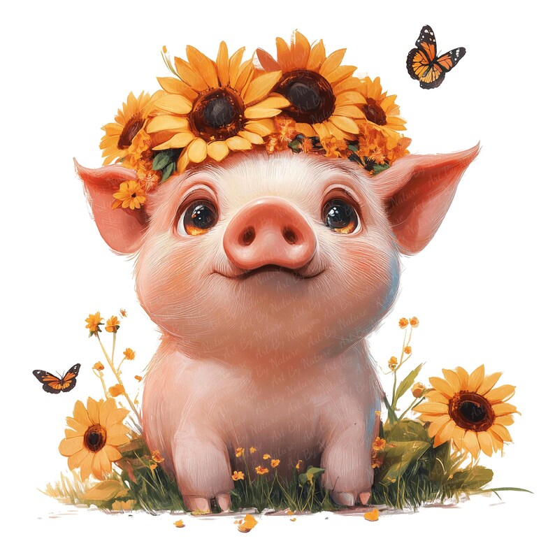 32 Adorable Watercolor Pigs Clipart Bundle for Commercial Use, Cute ...