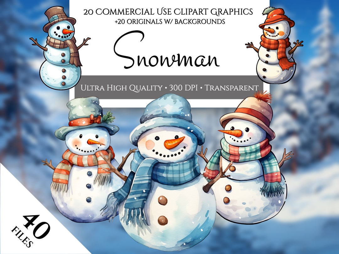 Snowman Clipart, Commercial Use Transparent Pngs, Digital Planner, Junk ...