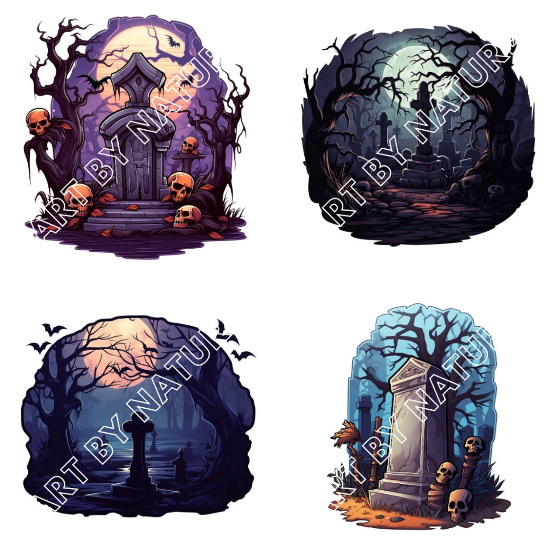 Spooky Gravestone Clipart Pack: 20 Scary PNG Graphics (commercial Use ...