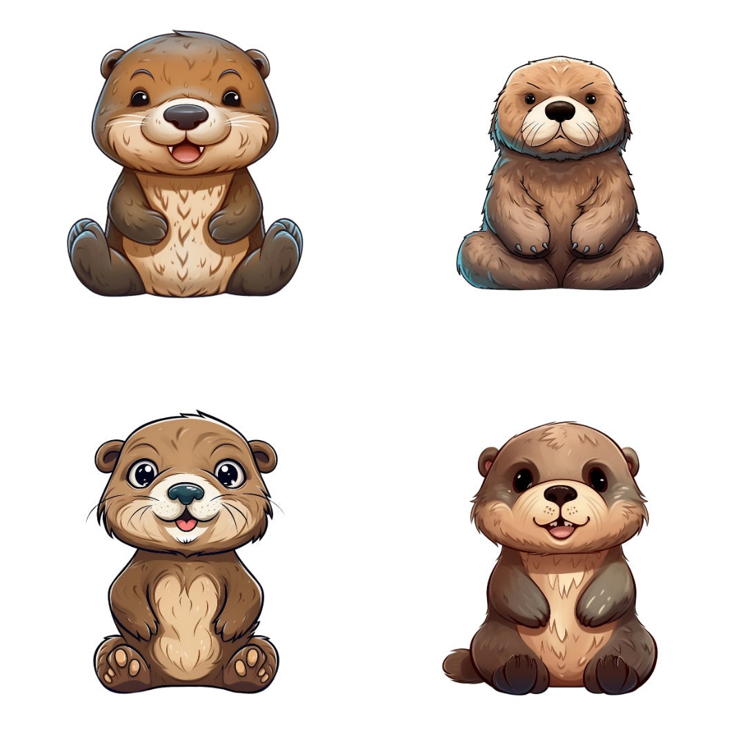 Sea Otter Clipart Pack, Commercial Use, Transparent Pngs, Marine Life ...