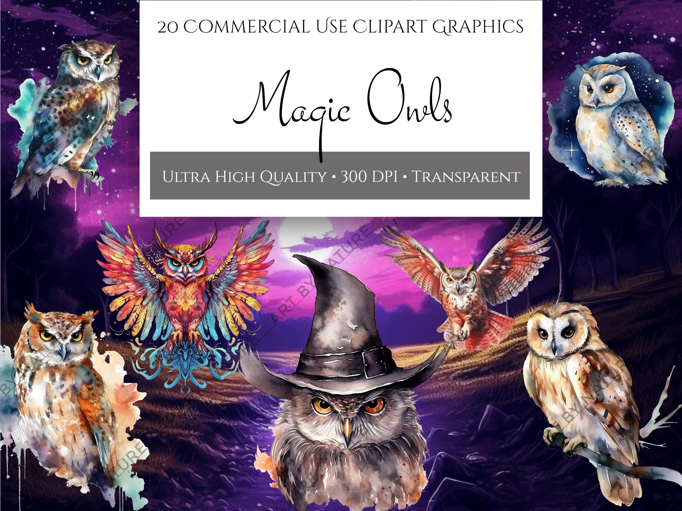 Magic Owl PNG Clipart | Colorful Owl Design Graphics | Clip Art for ...