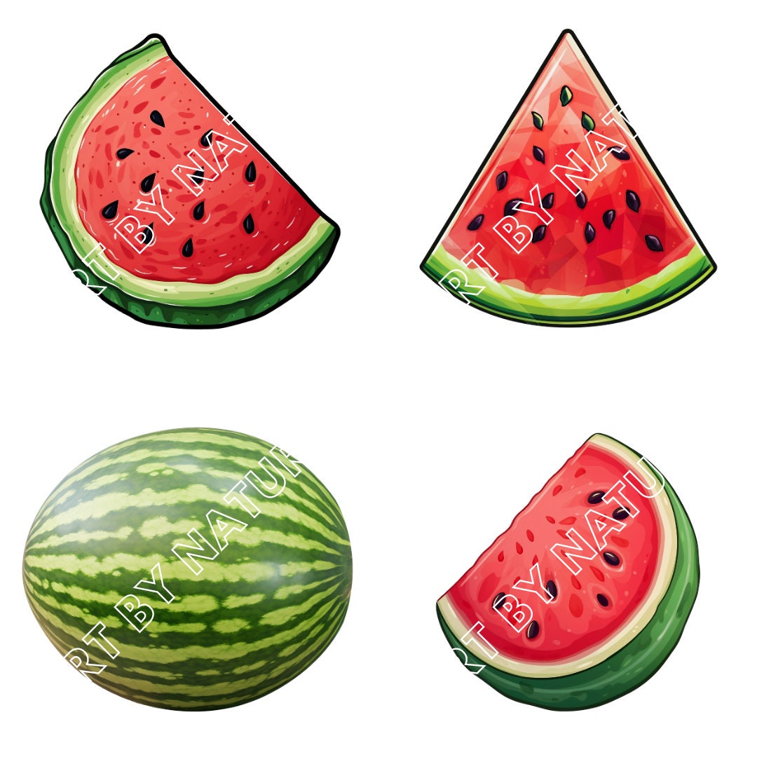 Watermelon Watercolor Clipart Bundle Refreshing Summer Watermelon ...