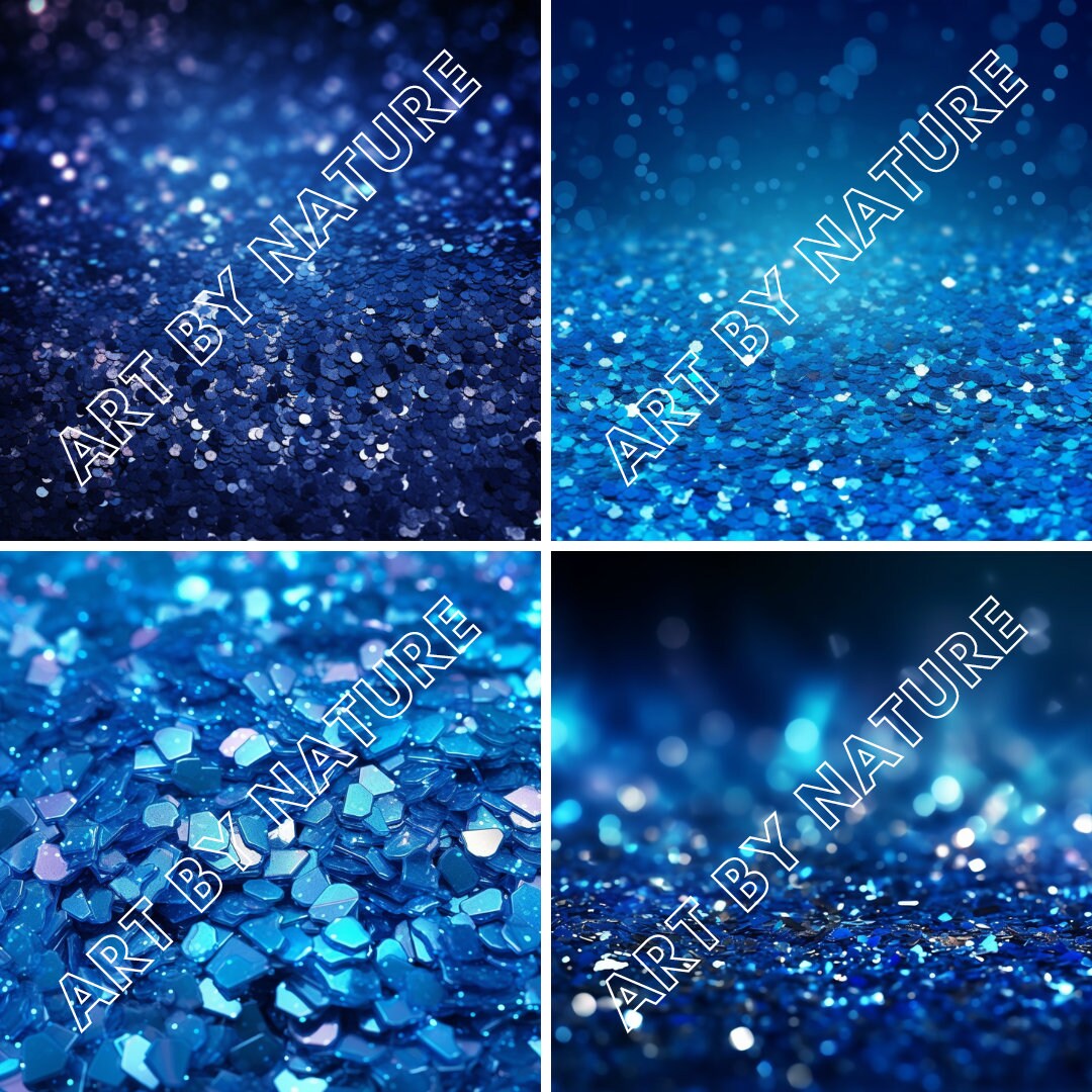 Blue Glitter Digital Paper | Printable Scrapbook Paper Iridescent ...