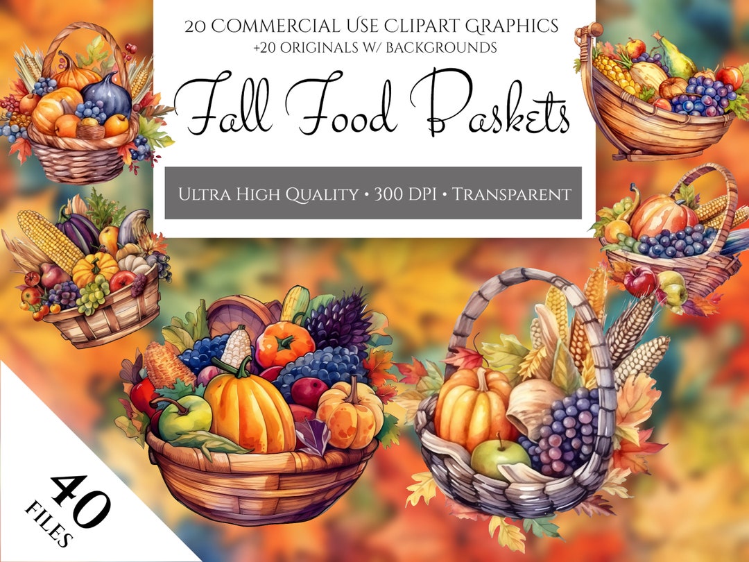 Watercolor Fall Food Bouquets Clipart - Autumn Thanksgiving Watercolor ...