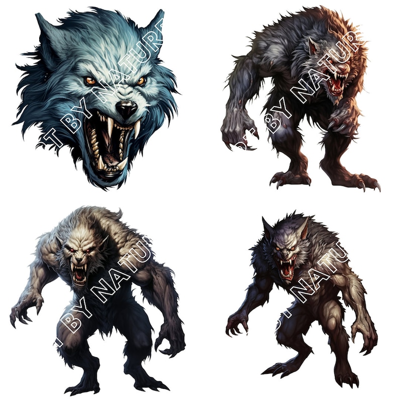 Werewolf PNG Clipart Bundle: Halloween Digital Download (commercial Use ...