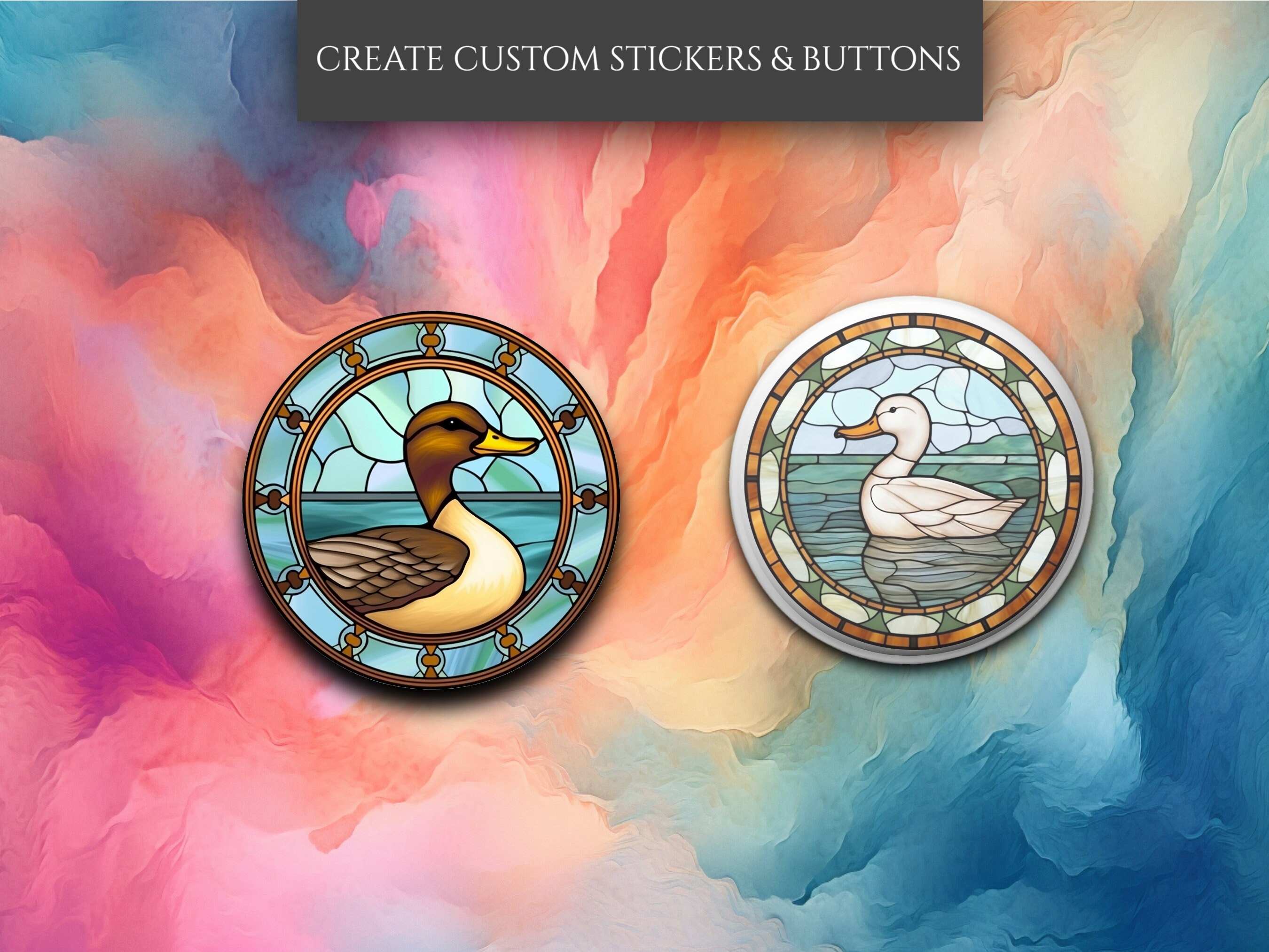 Stained Glass Ducks Clipart Bundle, Cute Ducks PNG Transparent ...
