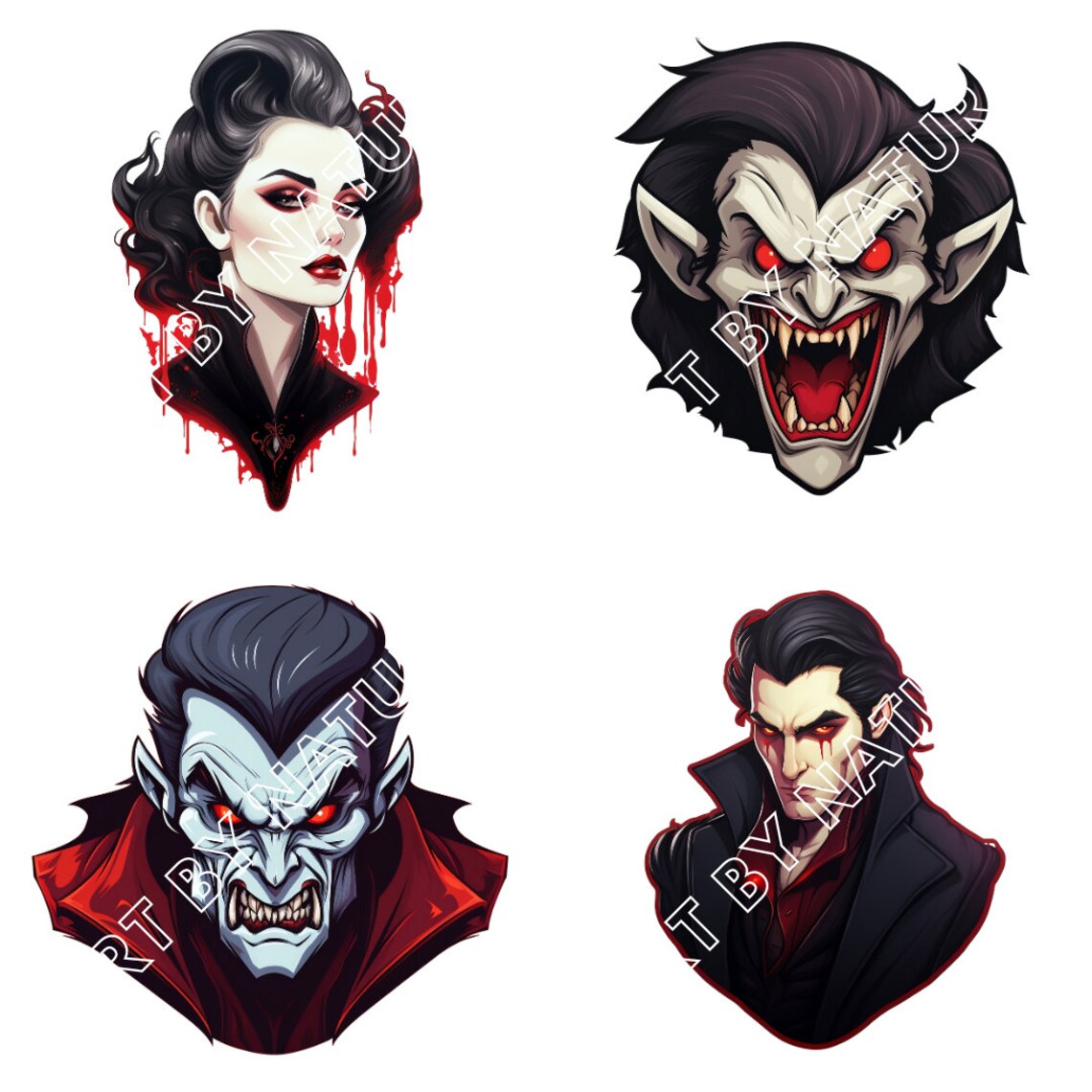 Spooky Vampires Clipart Pack, 20 Scary PNG Vampire Clipart for ...