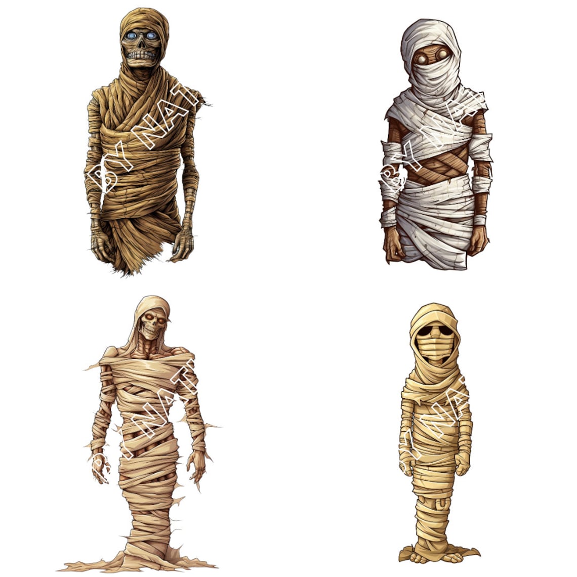 Spooky Mummies Clipart, 20 Scary PNG Mummy Clipart for Commercial Use ...