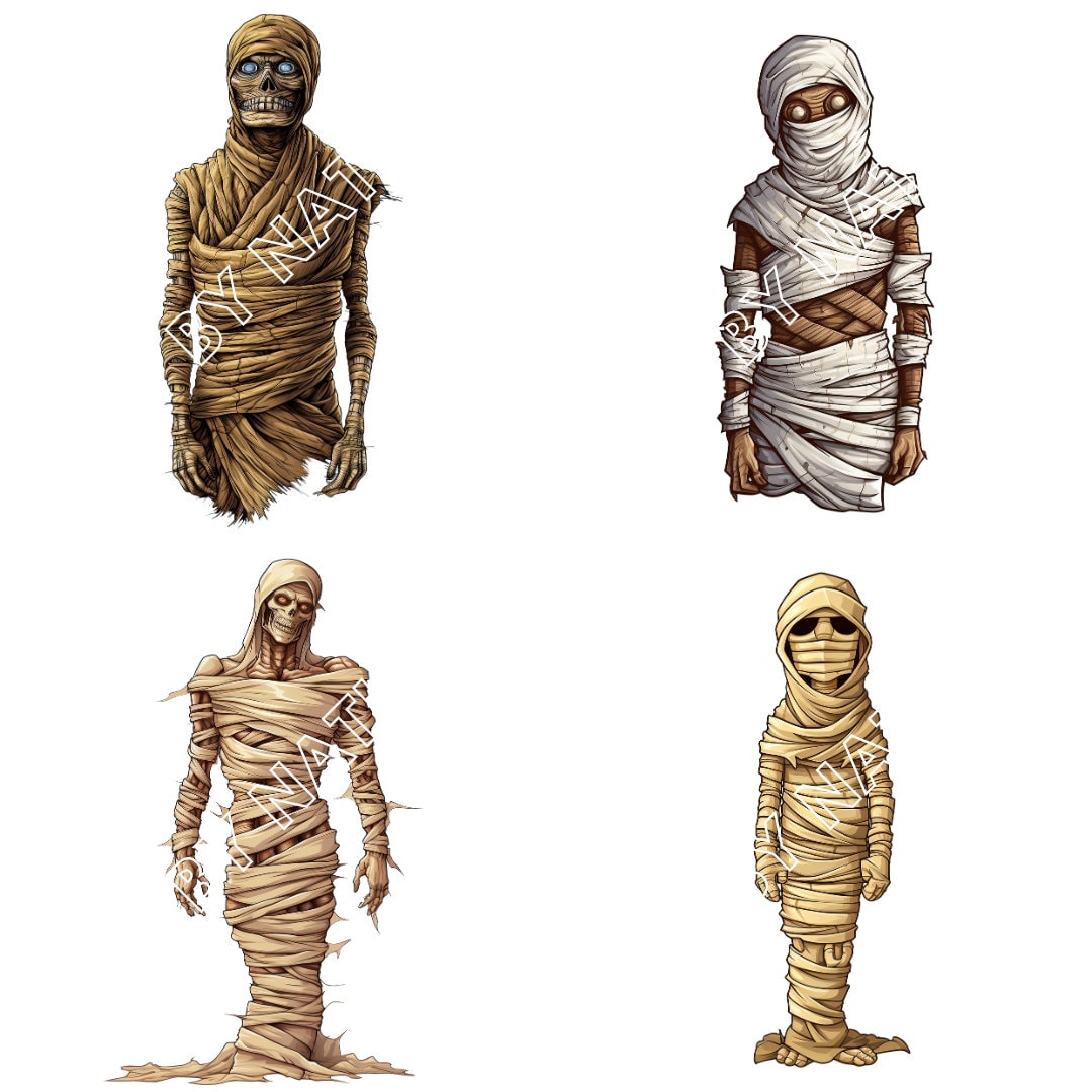 Spooky Mummies Clipart, 20 Scary PNG Mummy Clipart for Commercial Use ...