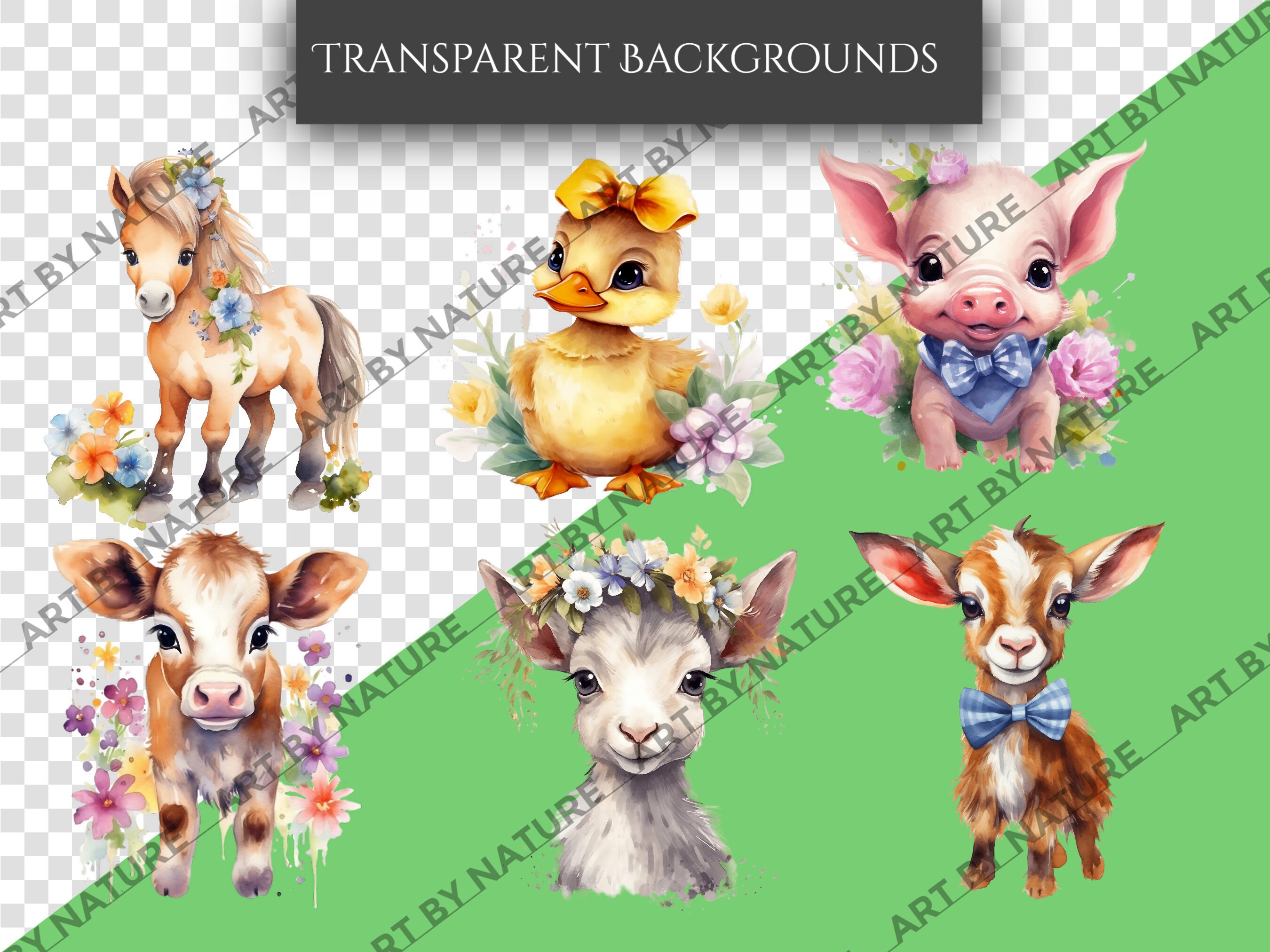 Farm Animals Clipart Mega Bundle | Watercolor Printable Transparent ...