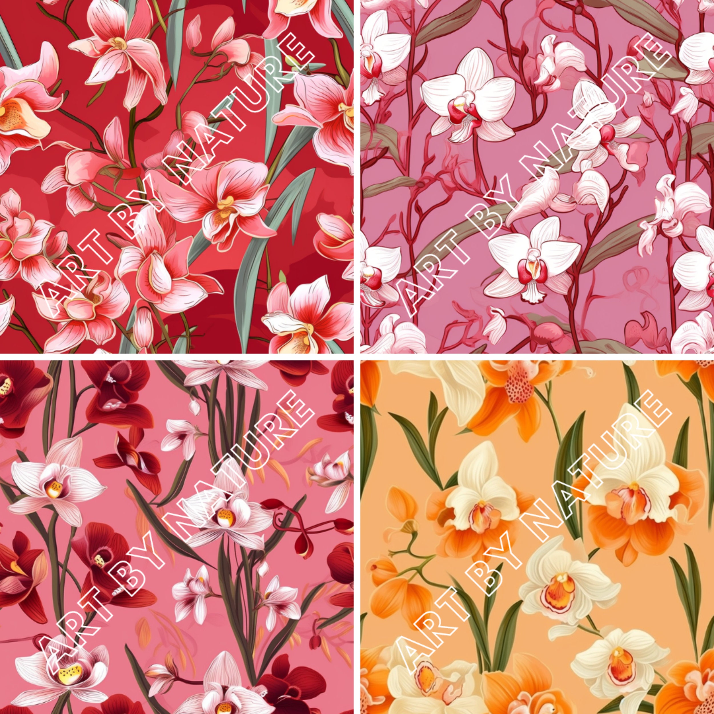 Seamless Orchids Digital Paper, PNG Orchid Printable Background for ...