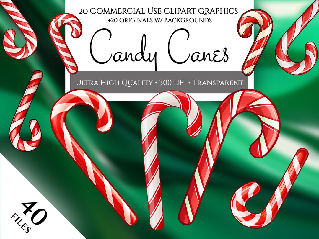 Christmas Candy Cane Clipart Pack, 20 Transparent Pngs for Commercial ...