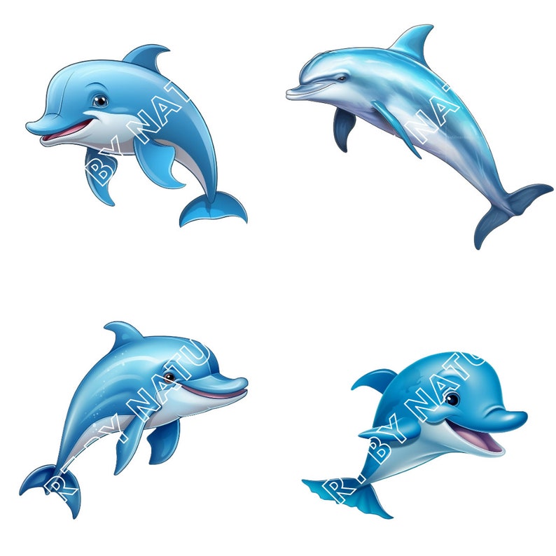 Dolphin Clipart Pack, Clipart for Commercial Use, Transparent Pngs ...