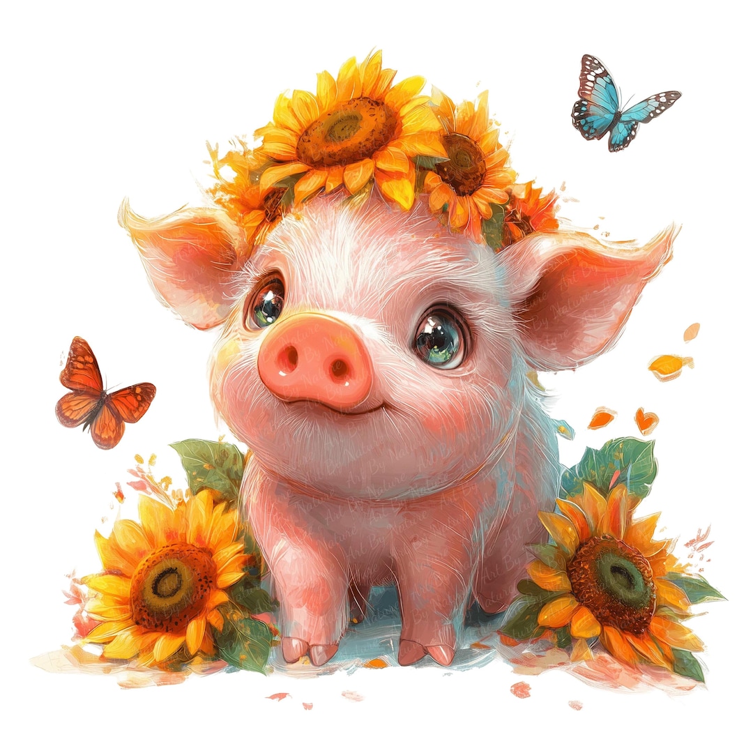 32 Adorable Watercolor Pigs Clipart Bundle for Commercial Use, Cute ...