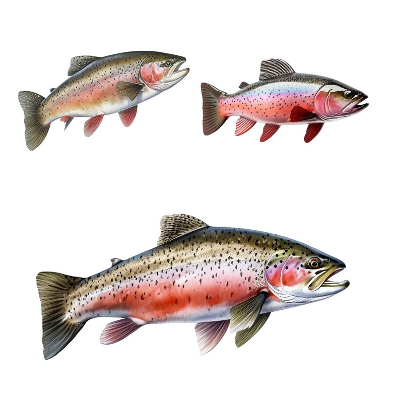 Rainbow Trout Clipart Pack, Commercial Use, Transparent Pngs, Lake Fish ...