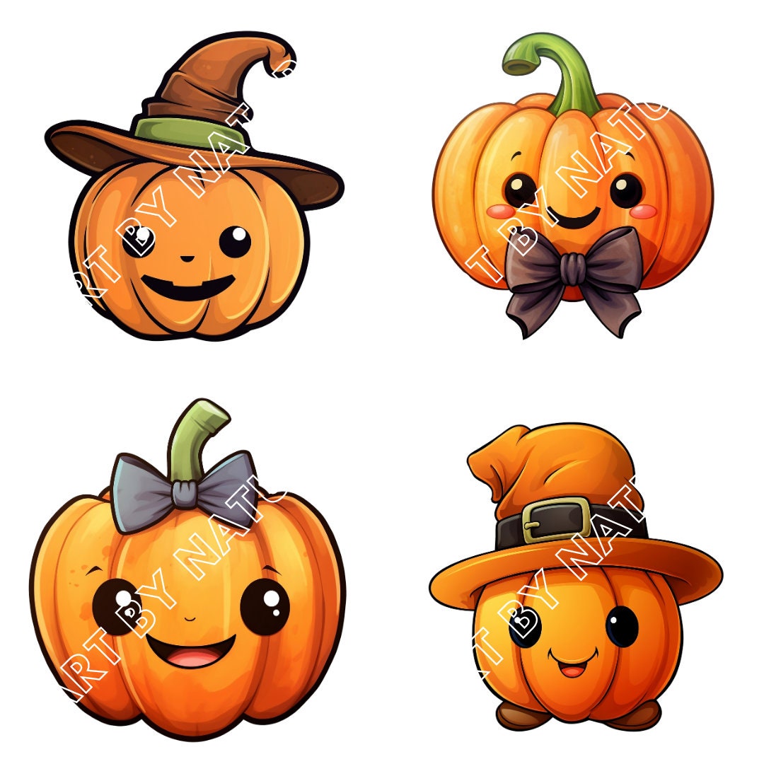 Cute Halloween Pumpkin Clipart Pack, High Quality Pngs Digital Planner ...