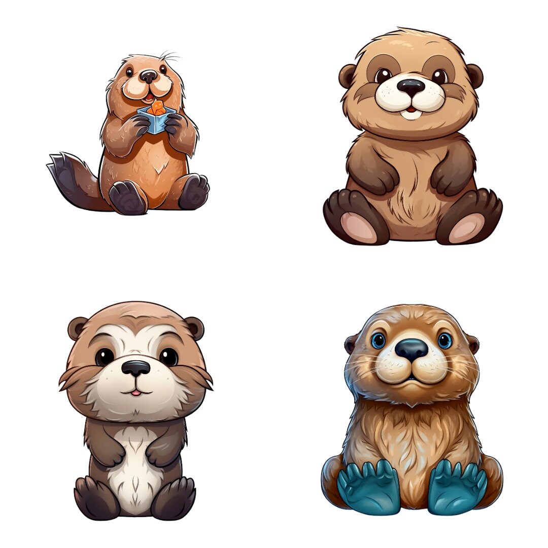 Sea Otter Clipart Pack, Commercial Use, Transparent Pngs, Marine Life ...