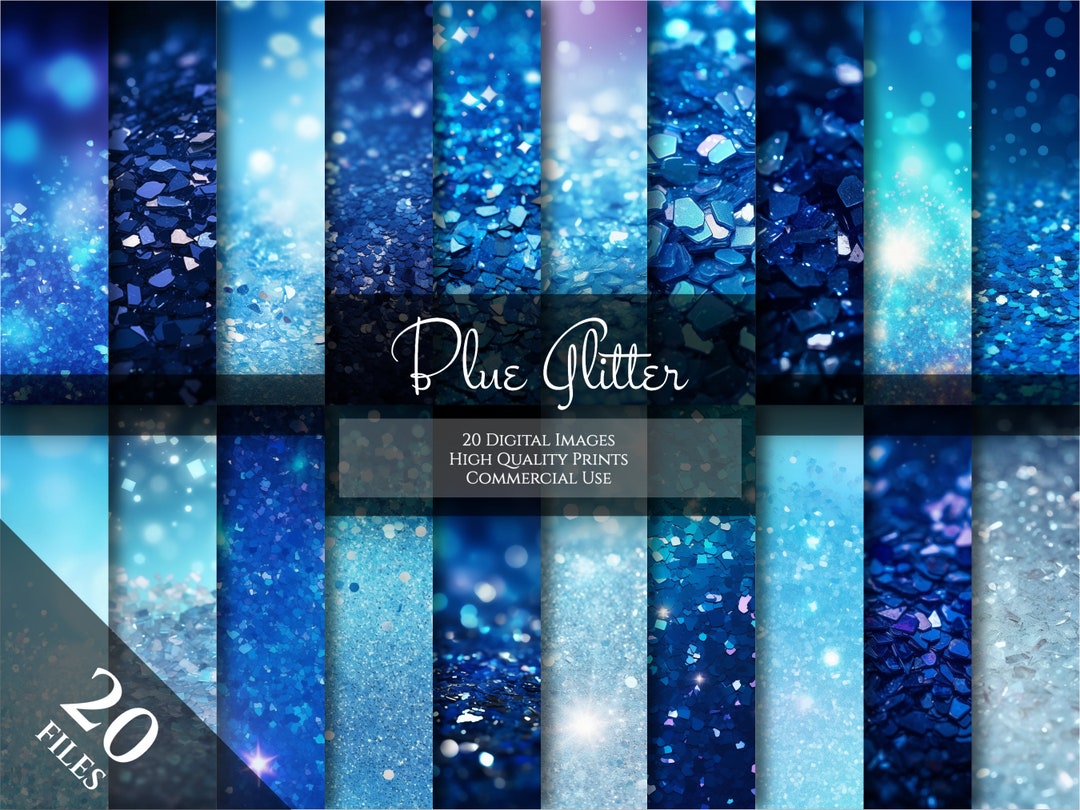 Blue Glitter Digital Paper | Printable Scrapbook Paper Iridescent ...