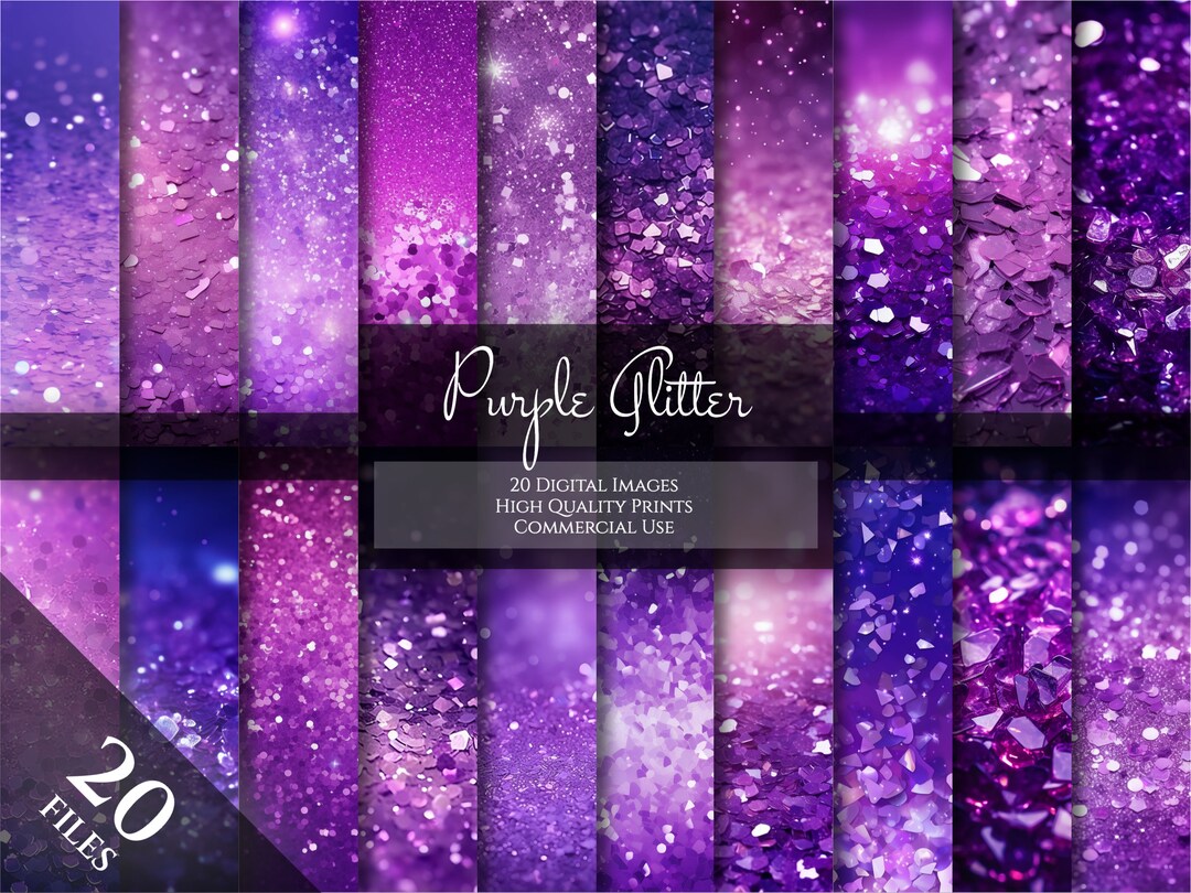 Purple Glitter Digital Paper | Printable Scrapbook Paper Iridescent ...