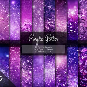 Purple Glitter Digital Paper | Printable Scrapbook Paper Iridescent ...
