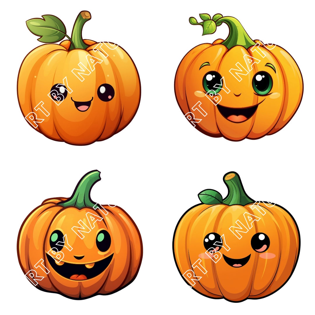 Cute Halloween Pumpkin Clipart Pack, High Quality Pngs Digital Planner ...