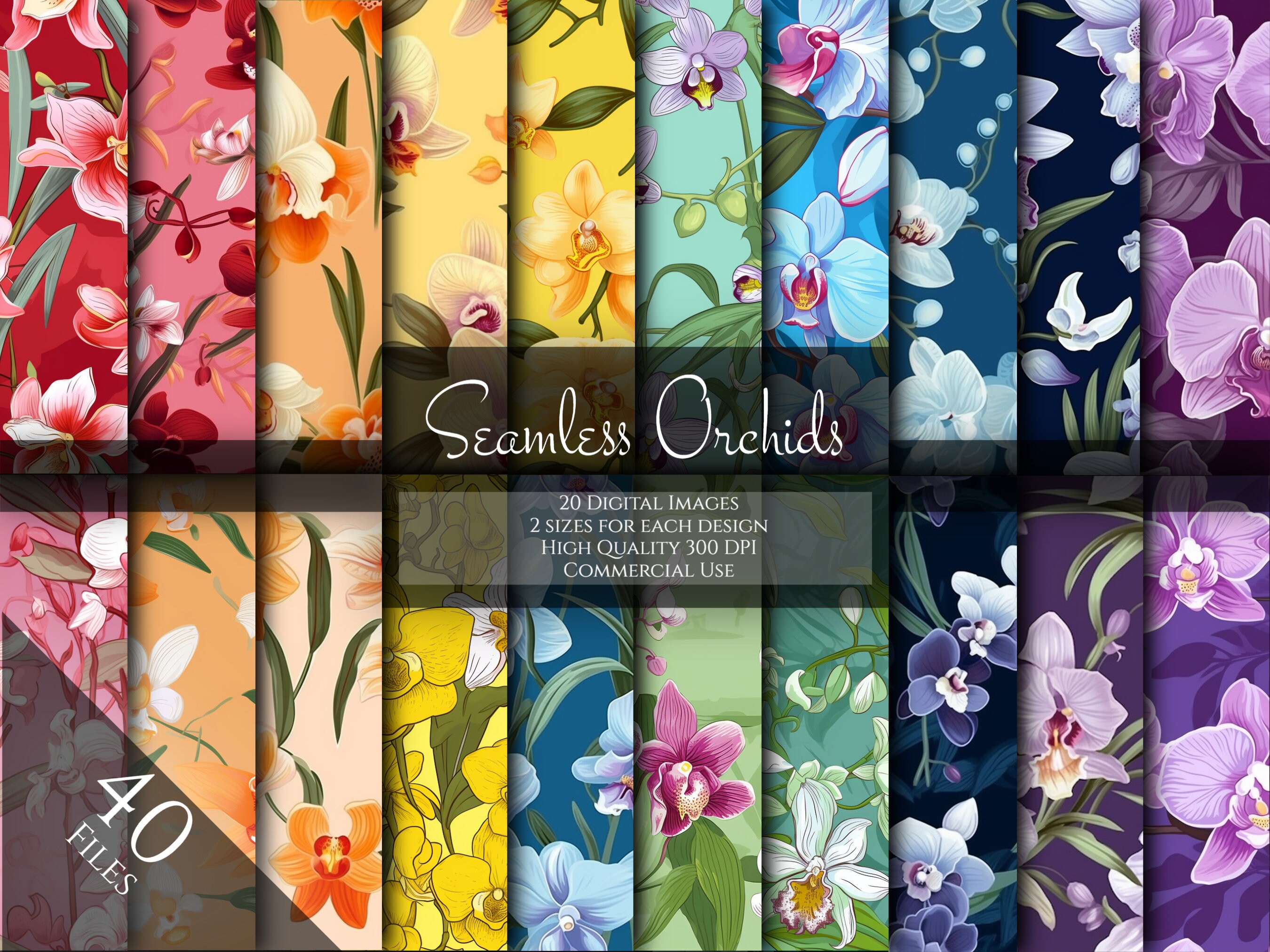 Seamless Orchids Digital Paper, PNG Orchid Printable Background for ...