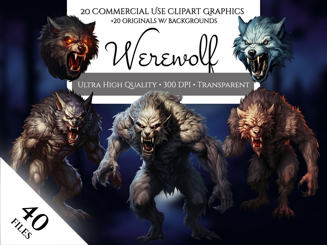 Werewolf PNG Clipart Bundle: Halloween Digital Download (commercial Use ...