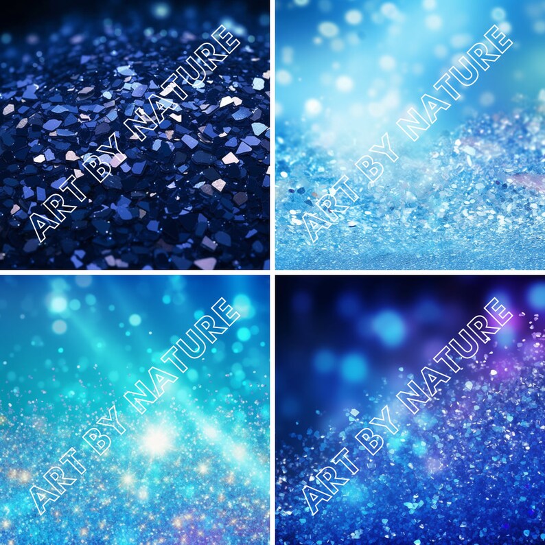 Blue Glitter Digital Paper | Printable Scrapbook Paper Iridescent ...