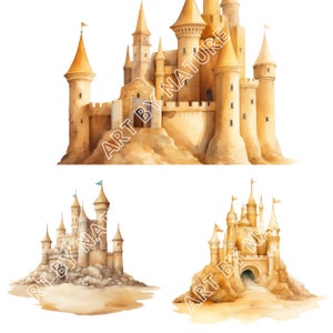 Watercolor Sandcastle Clipart Pack, 19 High Quality PNG Sandcastle ...