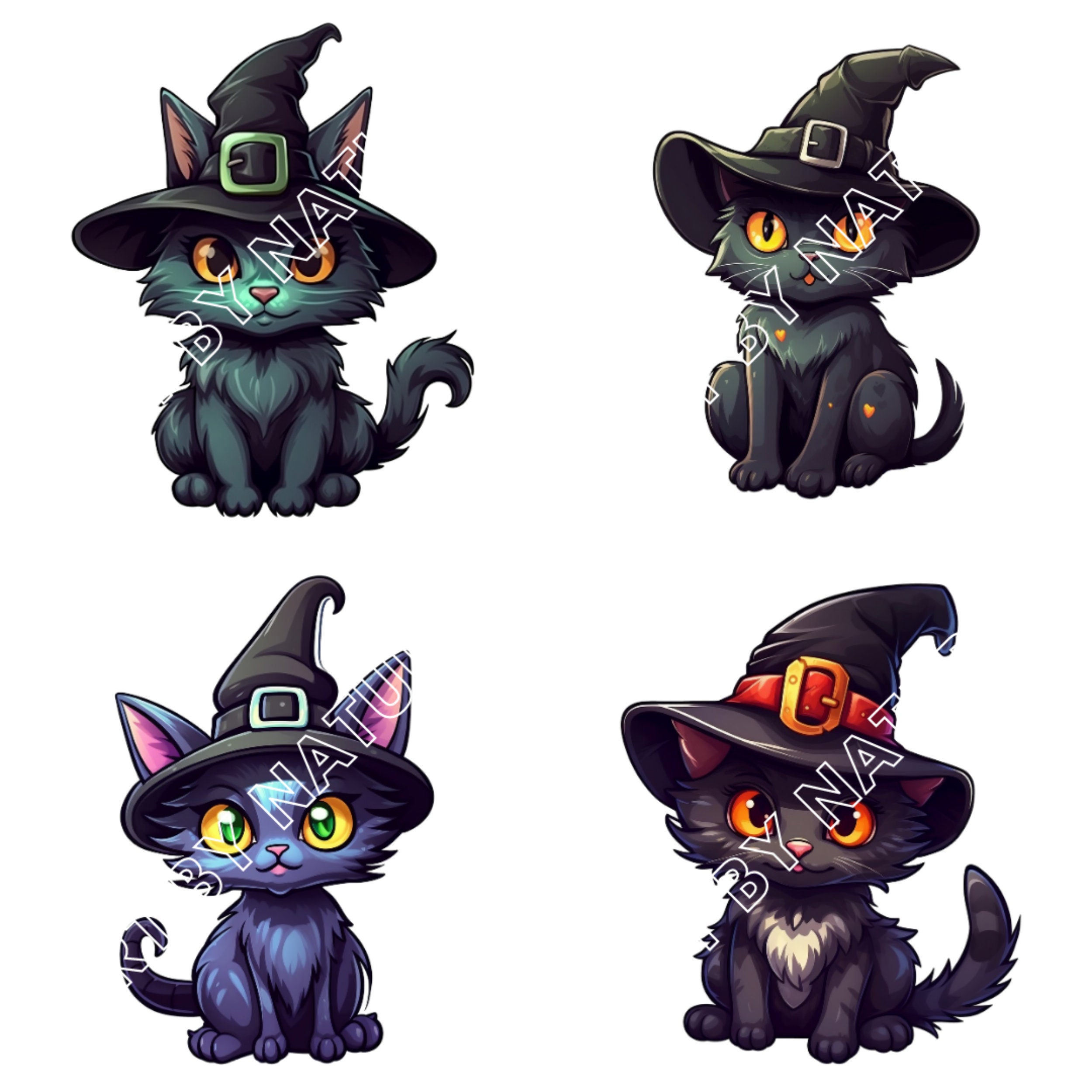 Halloween Cats Clipart PNG Pack, Halloween Black Cats Clipart for ...