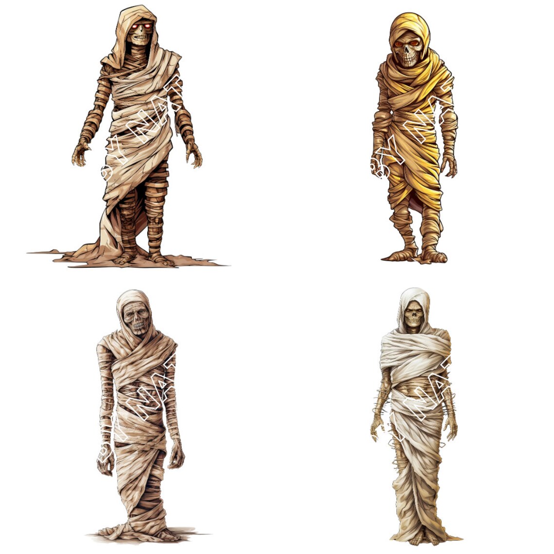 Spooky Mummies Clipart, 20 Scary PNG Mummy Clipart for Commercial Use ...