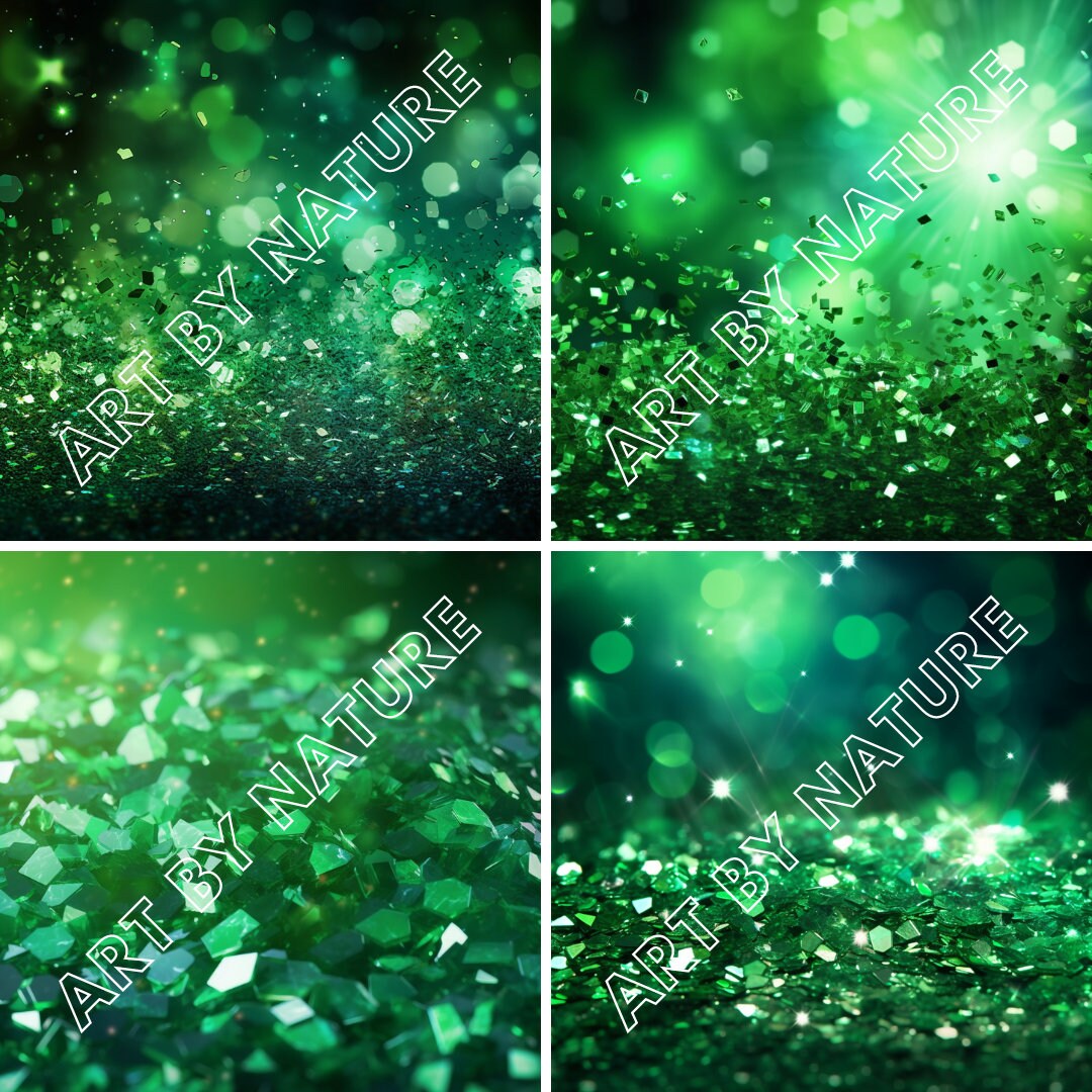 Green Glitter Digital Paper | Printable Scrapbook Paper Iridescent ...