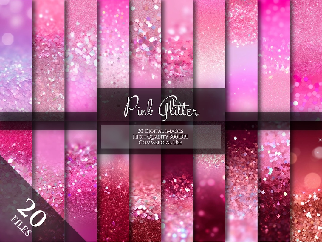 Pink Glitter Digital Paper | Printable Scrapbook Paper Iridescent ...