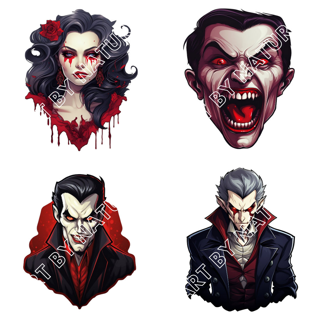 Spooky Vampires Clipart Pack, 20 Scary PNG Vampire Clipart for ...