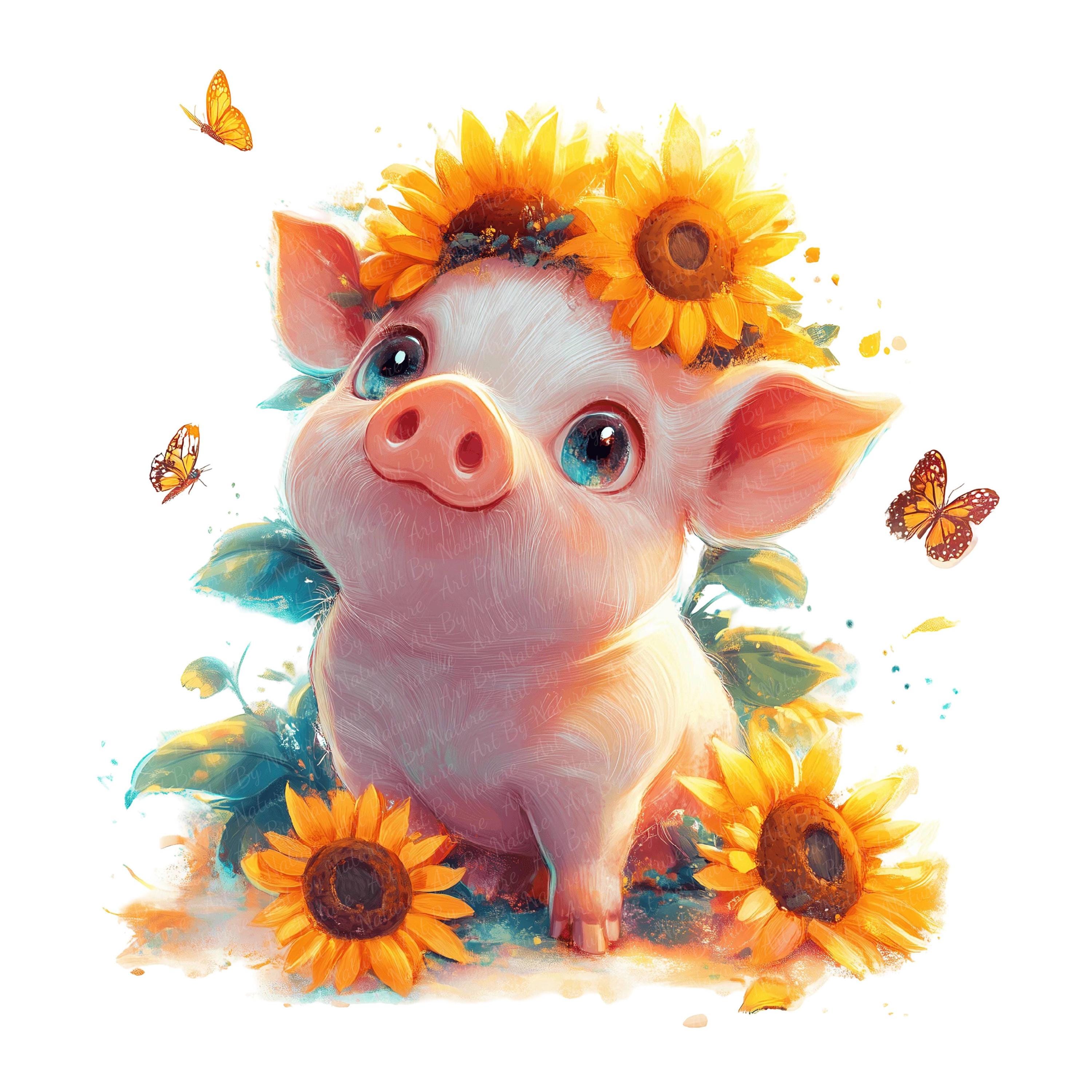 32 Adorable Watercolor Pigs Clipart Bundle for Commercial Use, Cute ...