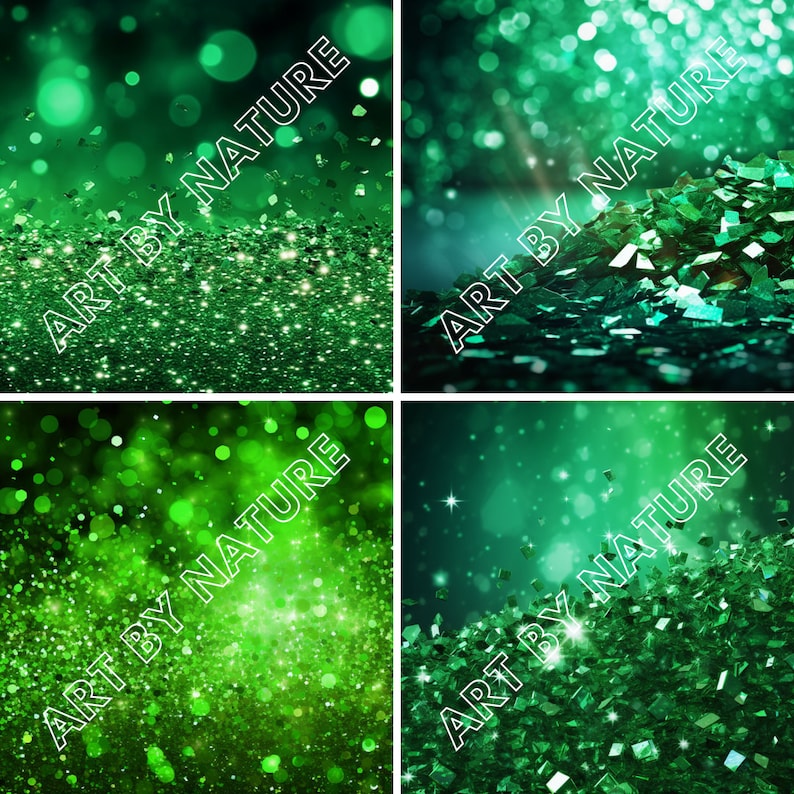 Green Glitter Digital Paper | Printable Scrapbook Paper Iridescent ...